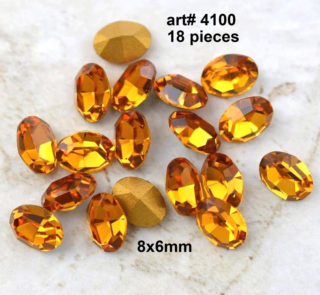 Topaz 8x6mm Oval Crystals, 18 Pieces Vintage Crystals, Art 4100 Loose ...