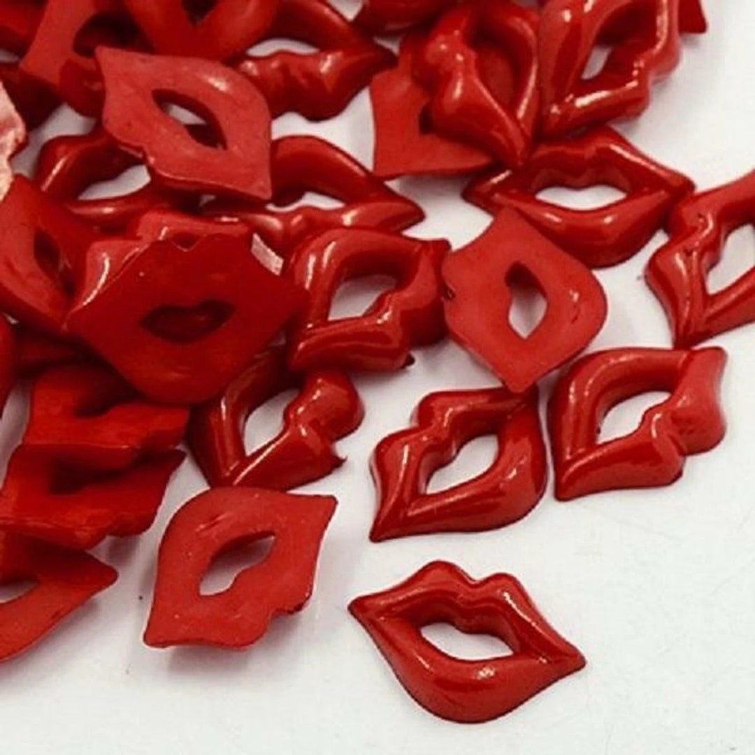 200 Pc Red Lips Cute Charms Resin Flatback Cabochon BULK Craft Supplies ...