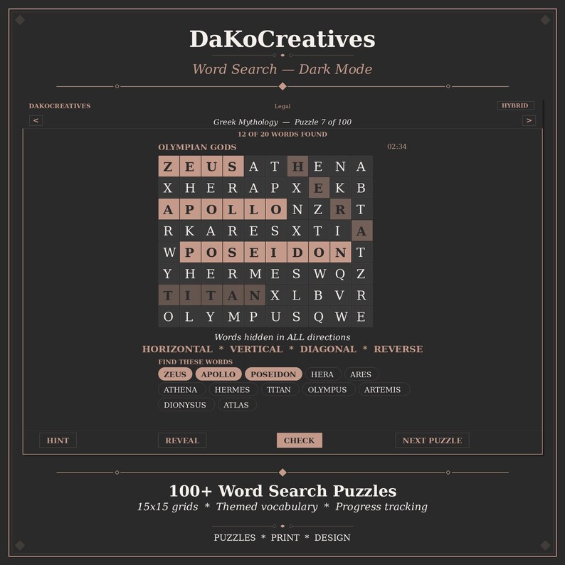 Greek Mythology Word Search Puzzles | Interactive + PDF Bundle - Etsy