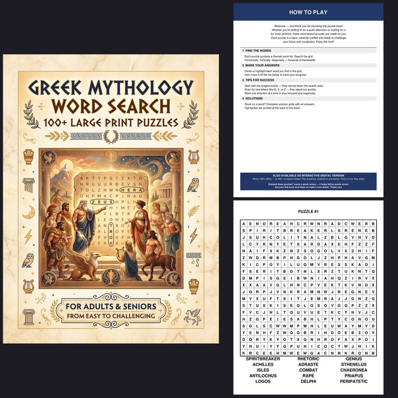Greek Mythology Word Search Puzzles | Interactive + PDF Bundle - Etsy
