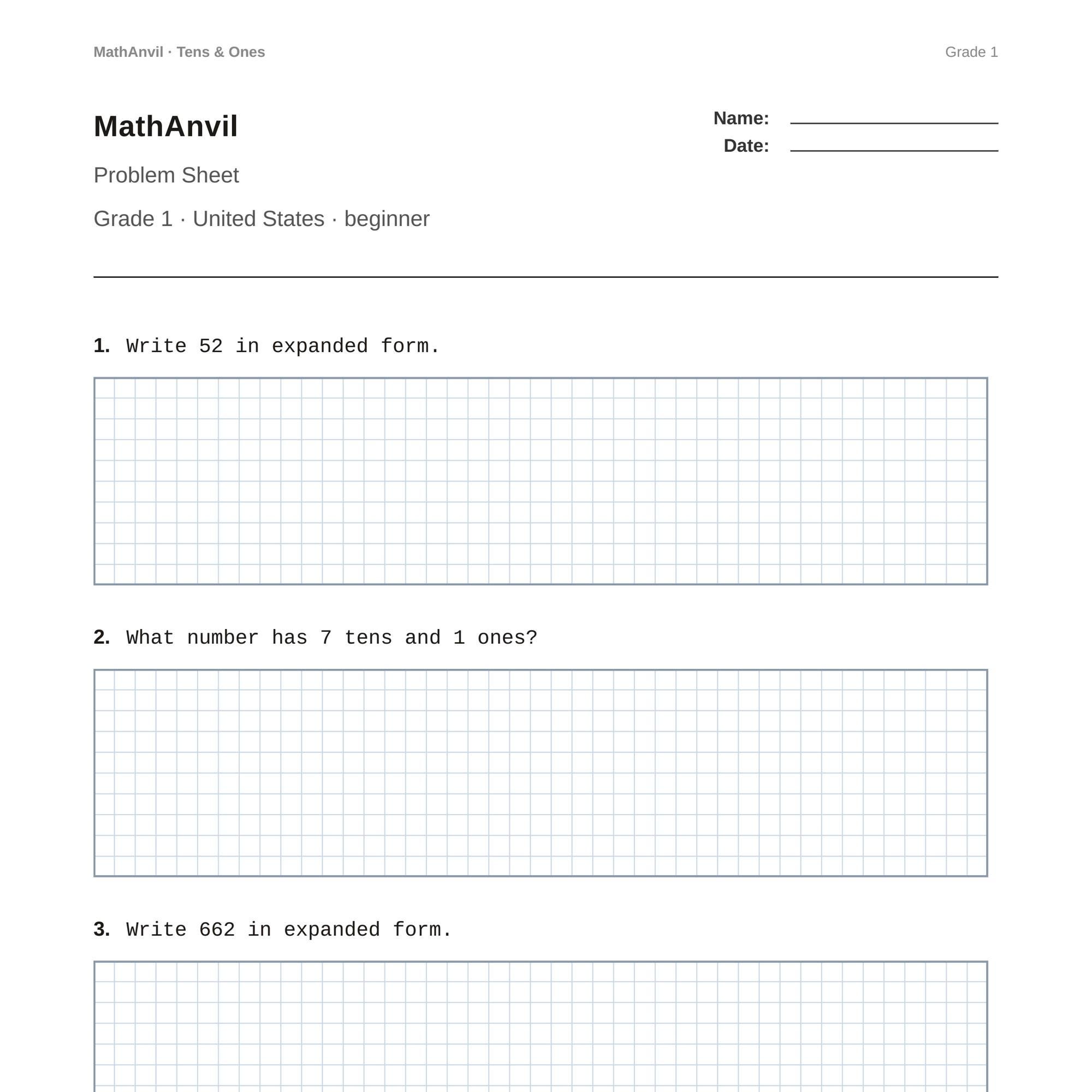 Two-digit Numbers Tens and Ones Worksheets | Grade 1 Place Value | 10 ...
