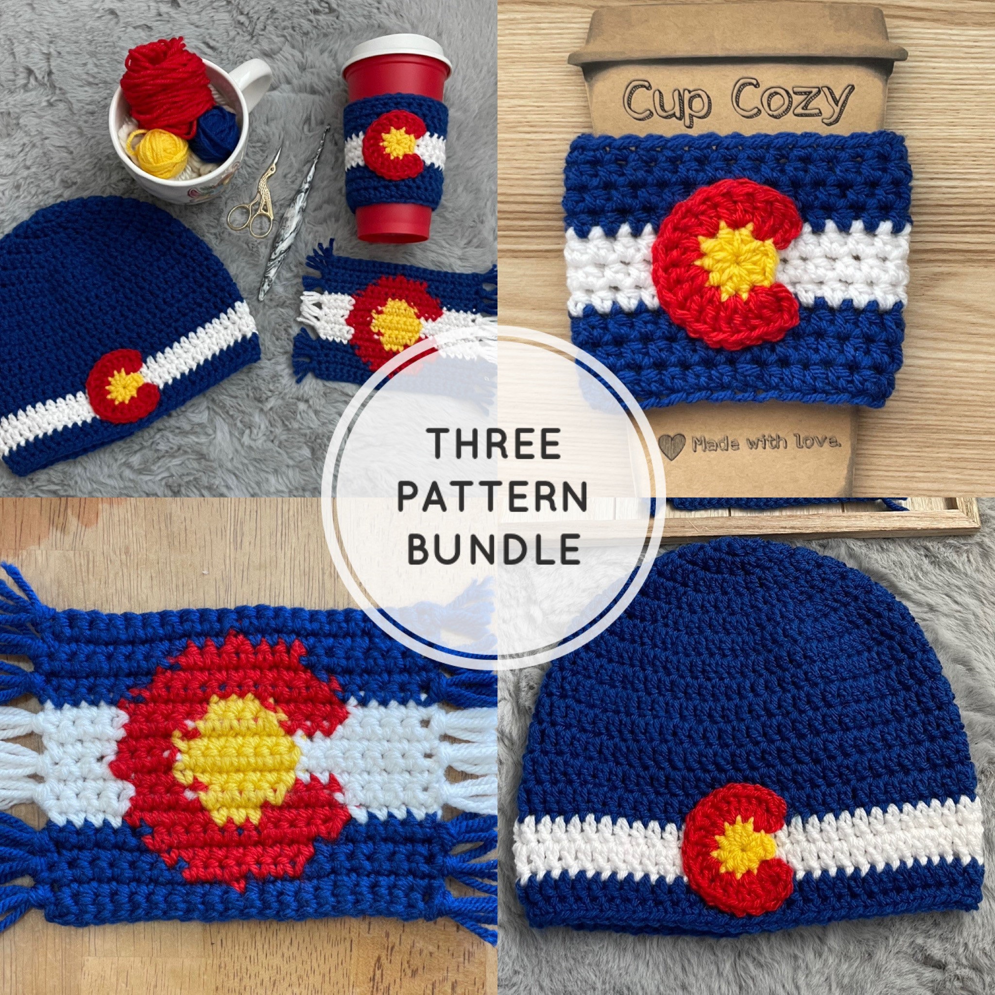 3 Crochet PATTERN Bundle the Colorado Trio Beanie - Etsy