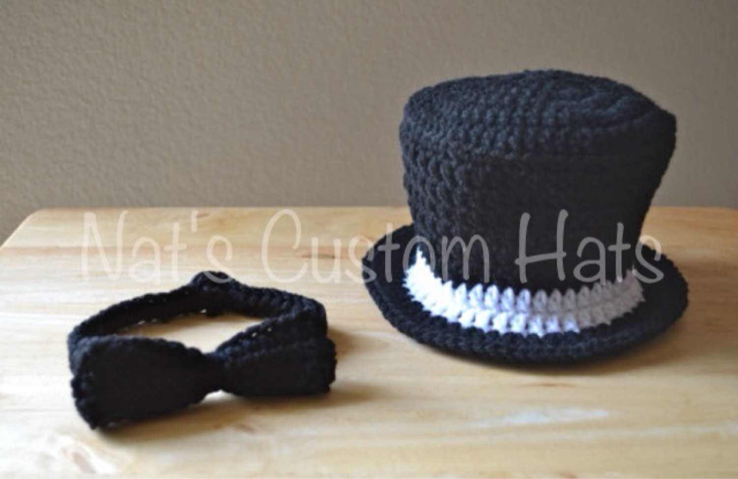 Newborn Crochet Top Hat With Bow Tie Made to Order - Etsy