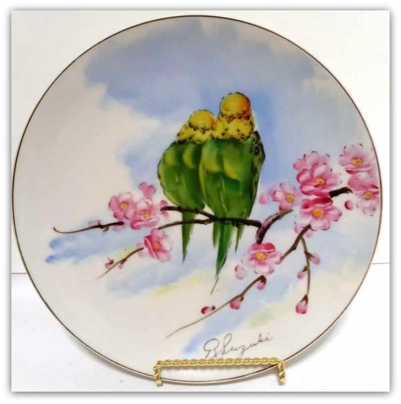 Vintage Japan Hand Painted Plate With Parakeets - Etsy