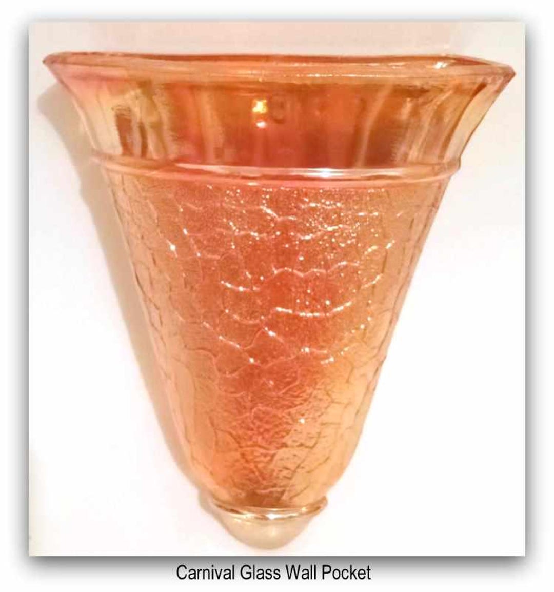 Vintage Marigold Orange Carnival Fan Shape Glass Wall Pocket UV Glow - Etsy