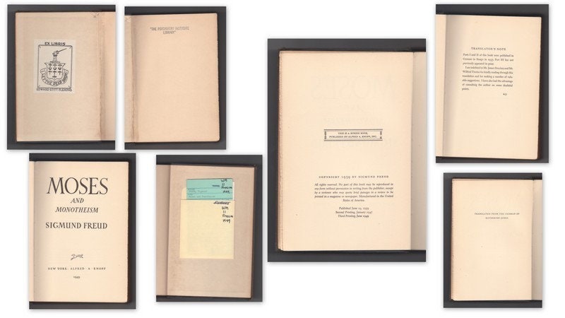 Antique Book Sigmund Freud Moses and Monotheism 1949 - Etsy