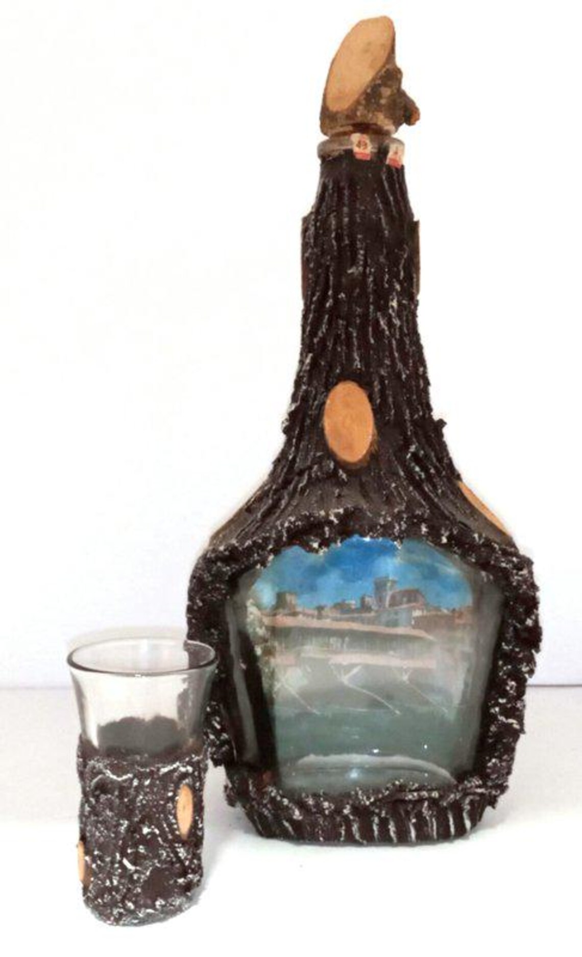 Tree Bark Decanter and 6 Glasses - Etsy