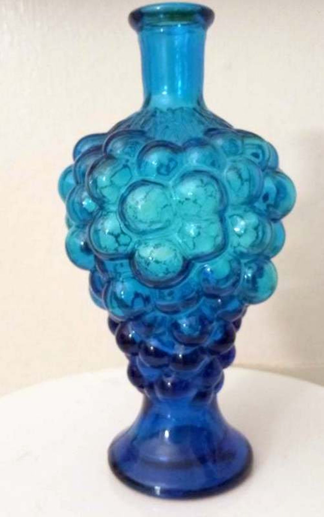 MCM Blue Glass Grape Cluster Decanter Bottle - Etsy