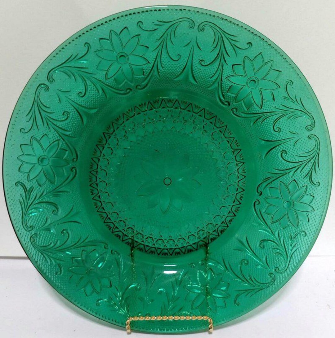 Vintage Tiara Plate Indiana Glass Green - Etsy