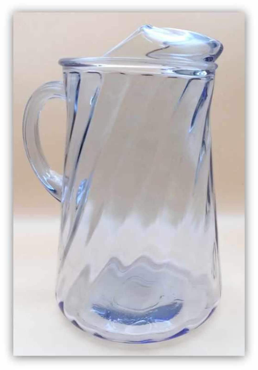 Vintage Anchor Hocking Blue Swirl Glass Pitcher - Etsy