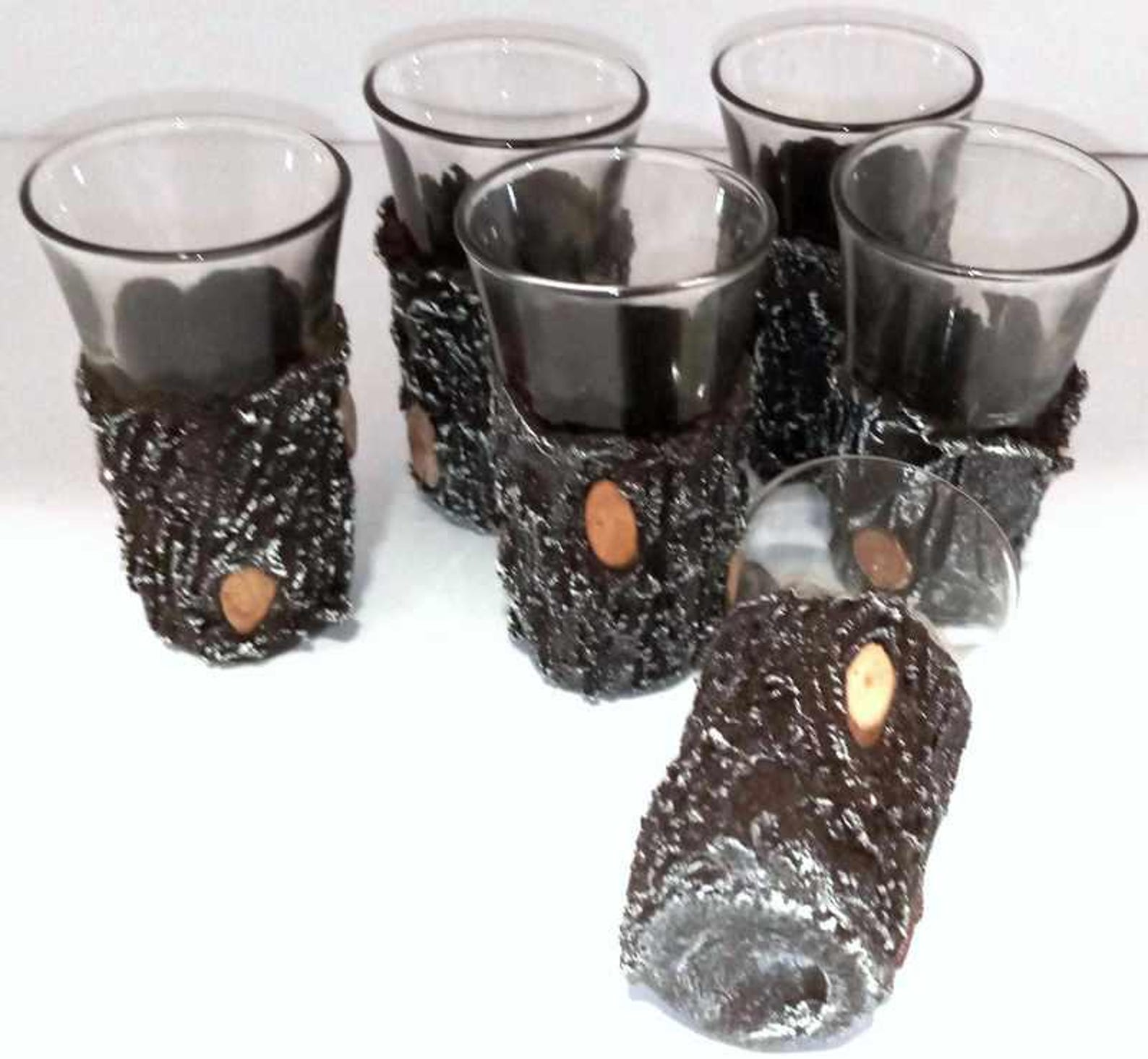 Tree Bark Decanter and 6 Glasses - Etsy