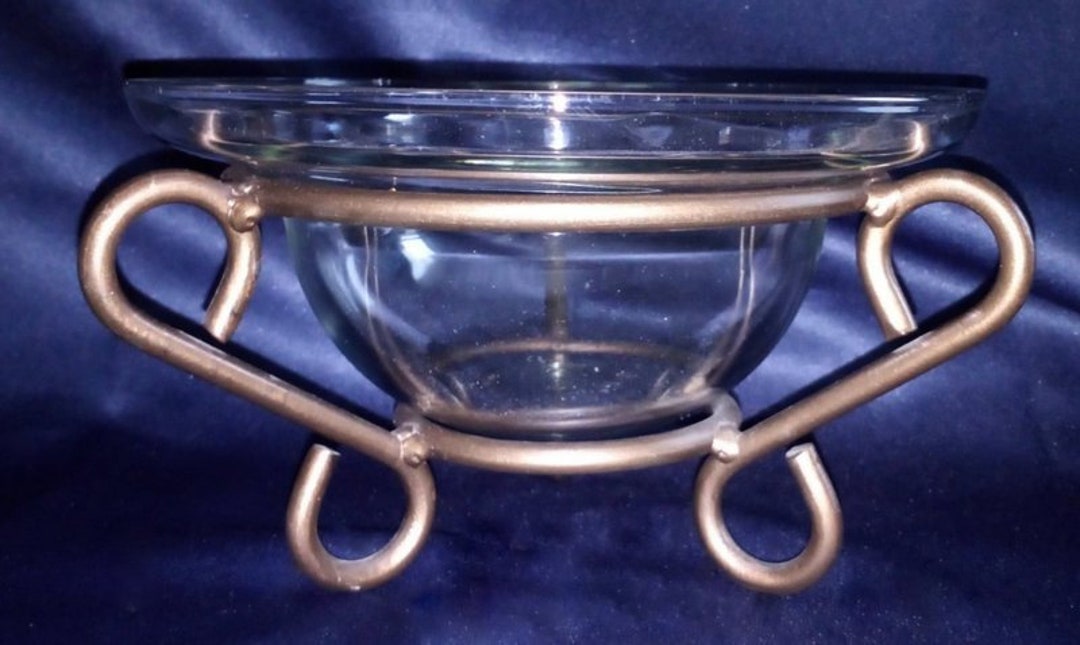 Clear Glass Bell Shape Bowl in Metal Stand Centerpiece - Etsy
