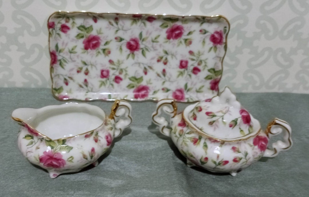 Miniature Lefton China 4 Piece Gilt Tea Set Rose Chintz Vintage - Etsy