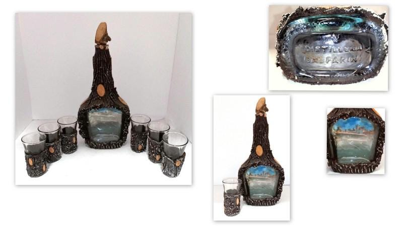 Tree Bark Decanter and 6 Glasses - Etsy