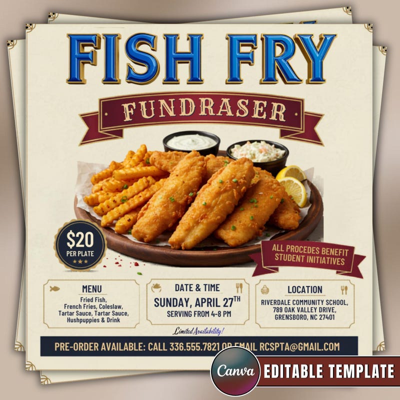 Fish Fry Flyer Template - Etsy