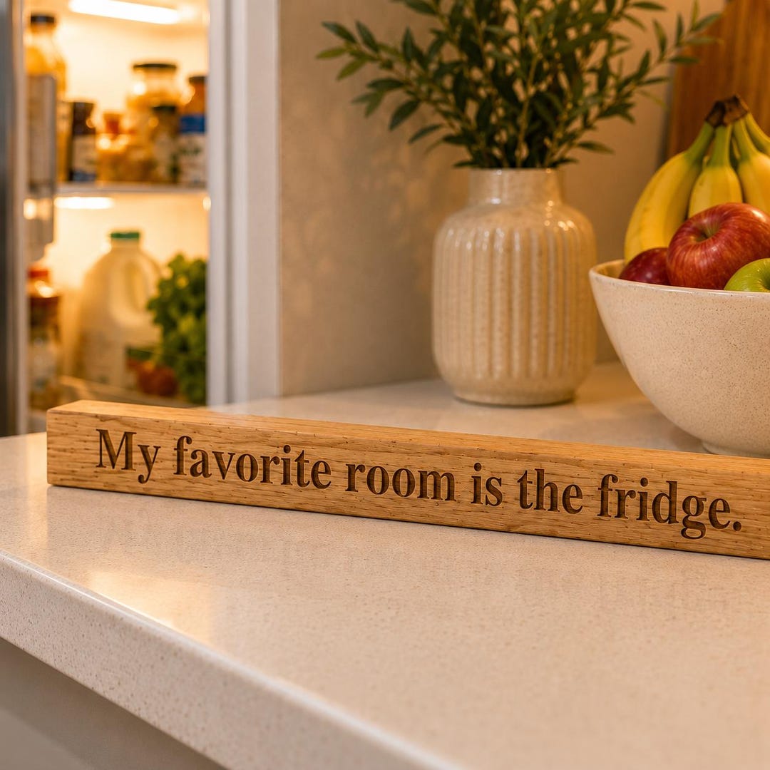 Funny Carved Oak Kitchen Block Sign | Handmade Carved Oak Counter Decor ...
