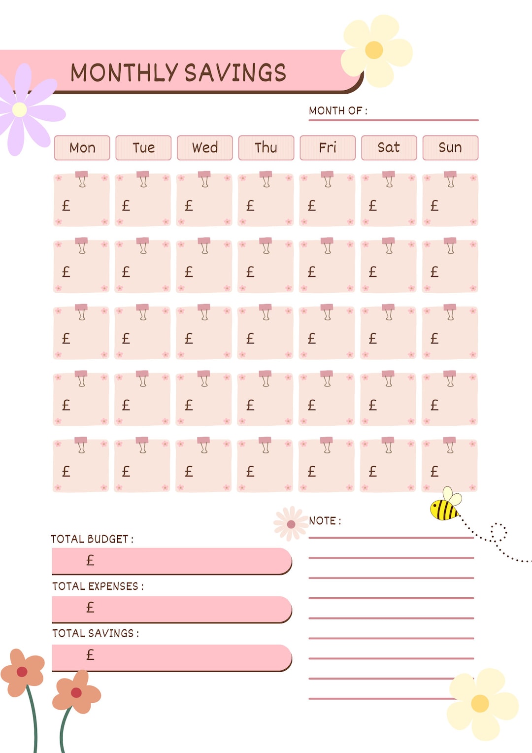 Pink Savings Challenge Digital Download Budget Tracker - Etsy