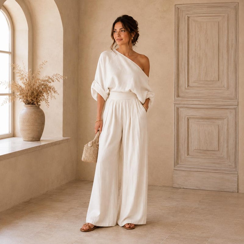 Womens White Linen Sets - Etsy