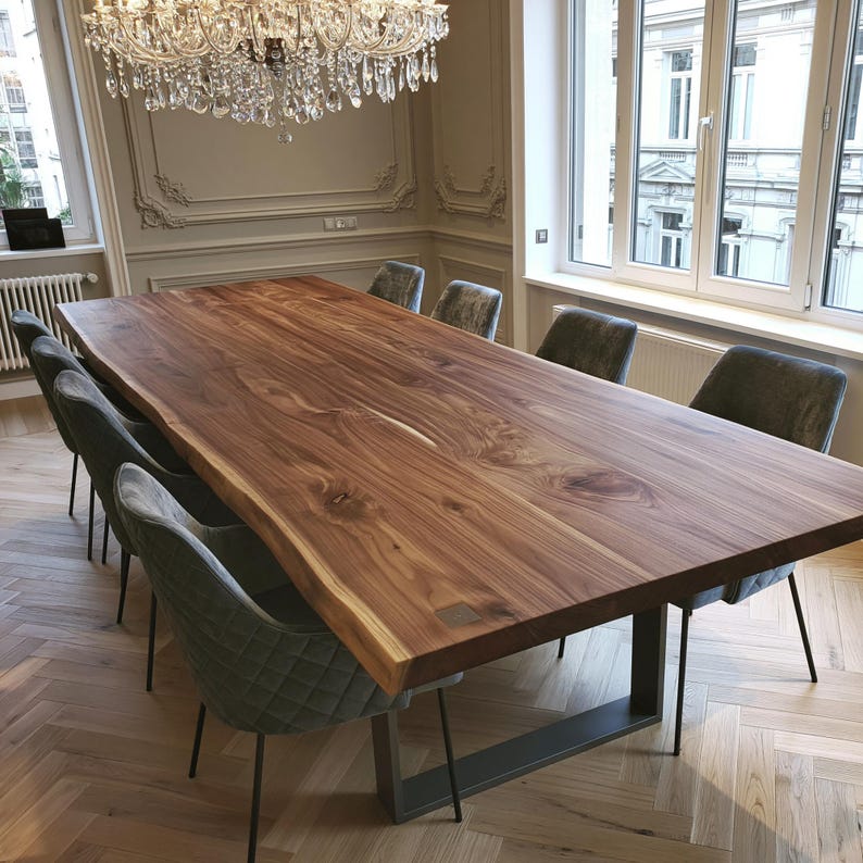 Custom Live Edge Walnut Dining Table, Solid Wood Farmhouse Furniture - Etsy