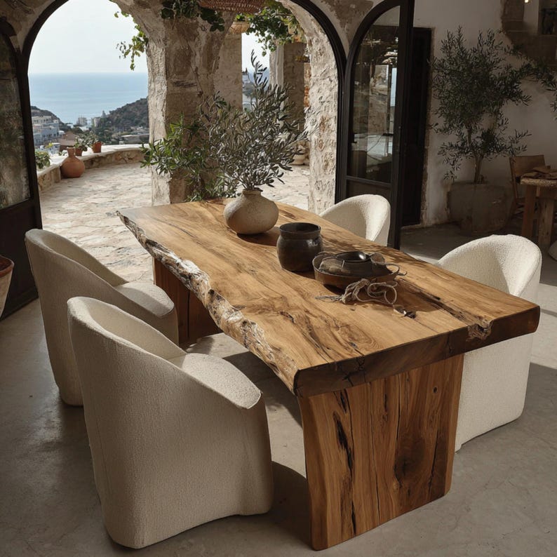 Solid Walnut Live Edge Dining Table, Rustic Farmhouse Kitchen Furniture ...