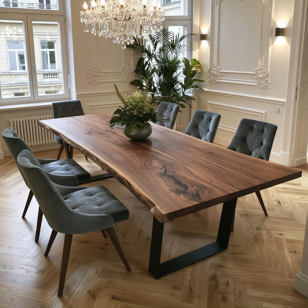 Custom Live Edge Walnut Dining Table, Solid Wood Farmhouse Furniture - Etsy