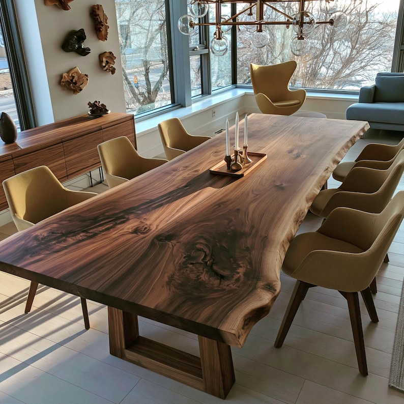 Handmade Live Edge Walnut Dining Table, Rustic Farmhouse Kitchen ...