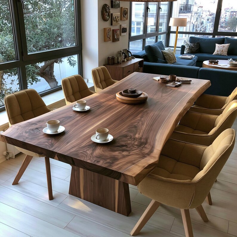 Handmade Live Edge Walnut Dining Table, Rustic Farmhouse Kitchen ...