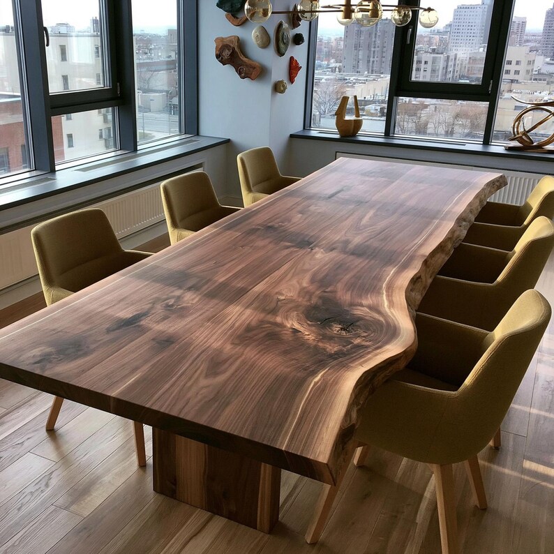 Handmade Live Edge Walnut Dining Table, Rustic Farmhouse Kitchen ...