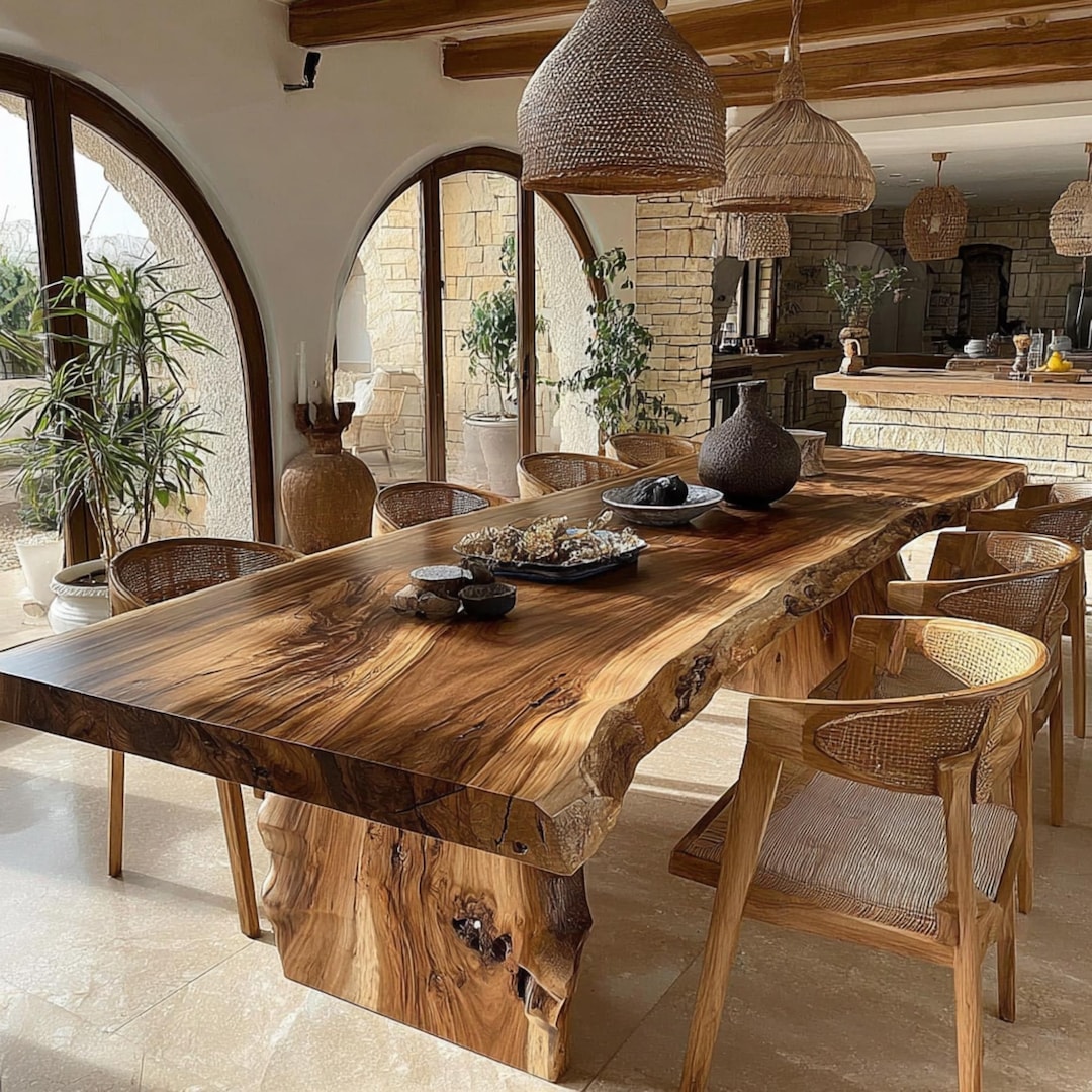 Solid Walnut Live Edge Dining Table, Handmade Farmhouse Kitchen ...