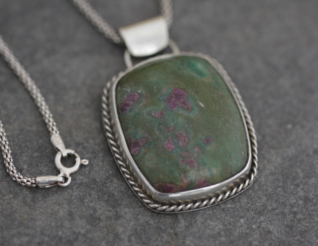 Ruby in Fuschite Pendant Free Ship - Etsy