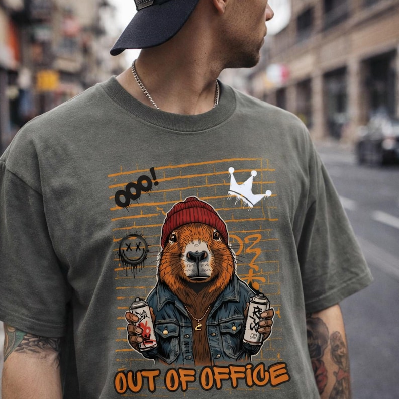 Capybara Graffiti T-shirt Design | Urban Streetwear Animal Art (digital ...