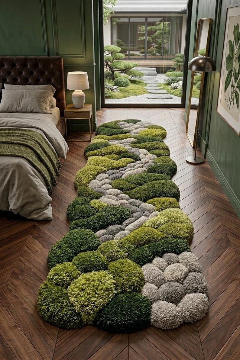 Hand Tufted Moss Rug | 3D Nature Carpet Soft Handmade Area Rug | Custom ...