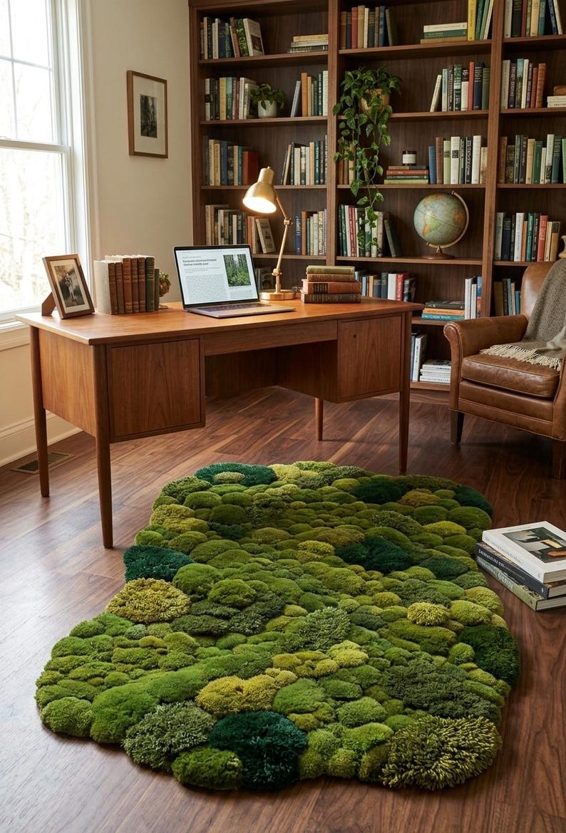 Hand-tufted Moss Rug, Nature Inspired Organic Shape Carpet, 3D Textured ...