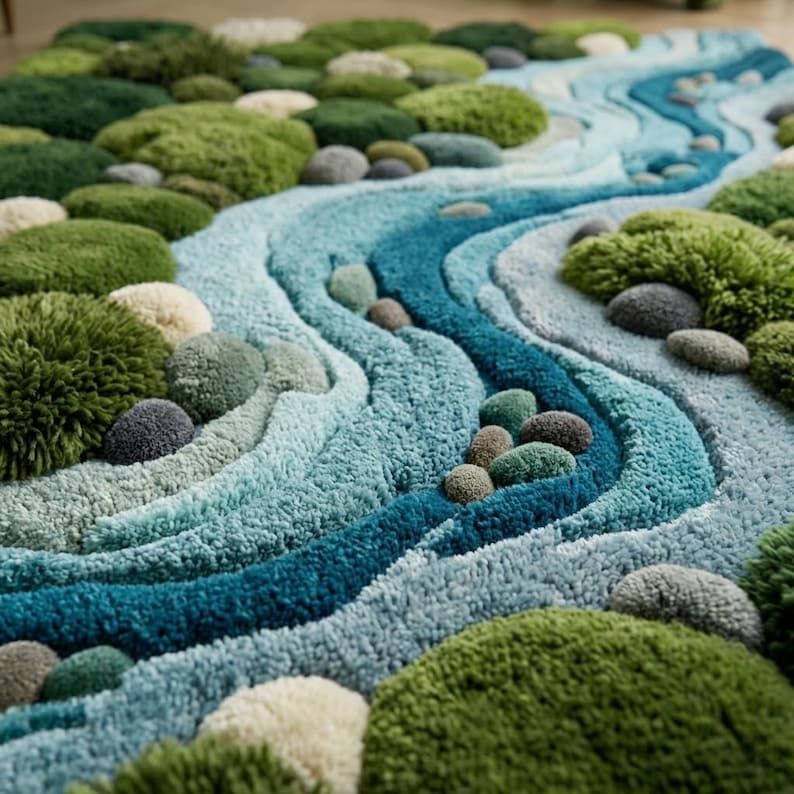 River Path Moss Rug Hand Tufted Wool Rug Custom Orders - Etsy