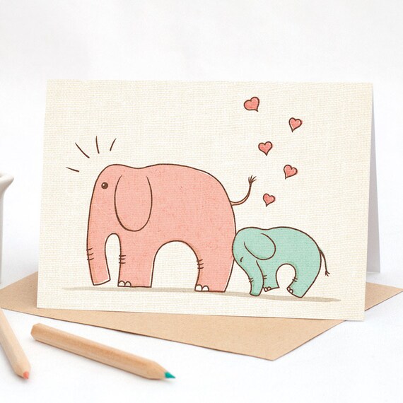 The Baby Bump Elephant Love Greeting card | Etsy