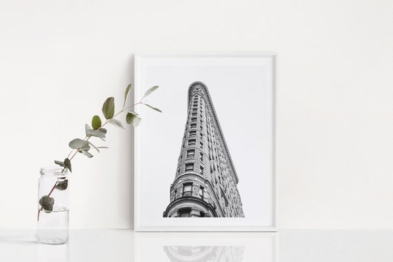New York City wall art Flatiron Building black and white NYC | Etsy
