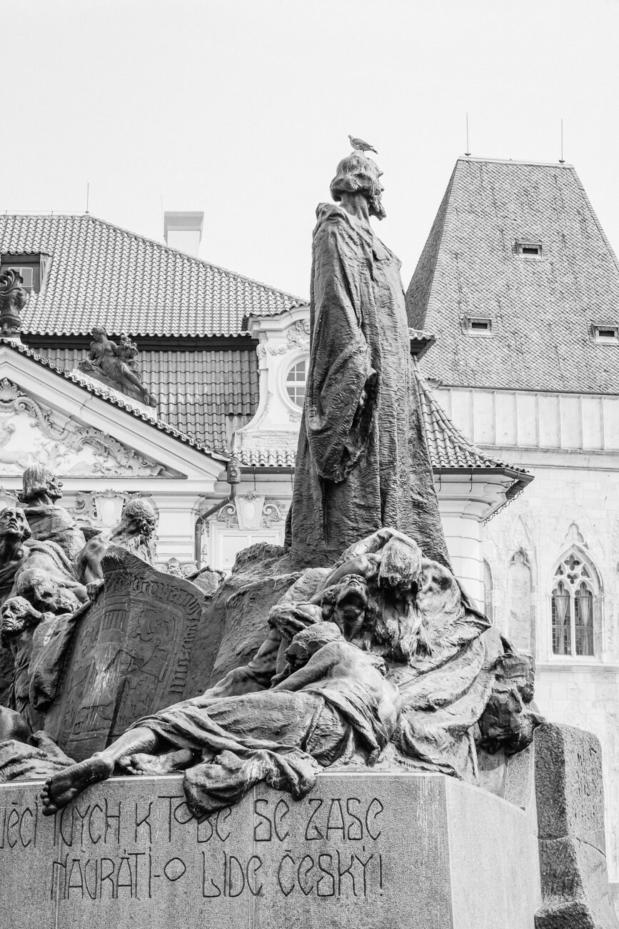 Prague print Old Town Square Prague statue Jan Hus 12x18 | Etsy