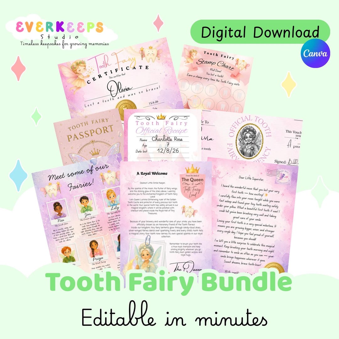 Tooth Fairy Printable Bundle | Editable Canva Kit (instant Download) - Etsy