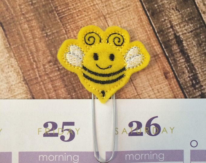 Bumble Bee Paper Clip, Bumble Bee Gift, Planner Bookmark, Spring Page ...