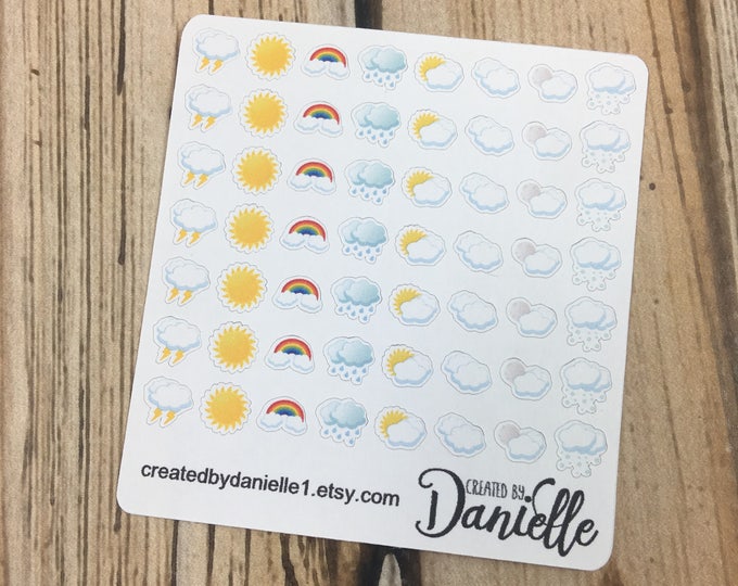 Tiny Weather Stickers, Weather Planner Stickers, Daily Weather Stickers ...