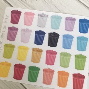 Colorful Garbage Planner Stickers, Trash Can Sticker, Two (2) Dollar ...