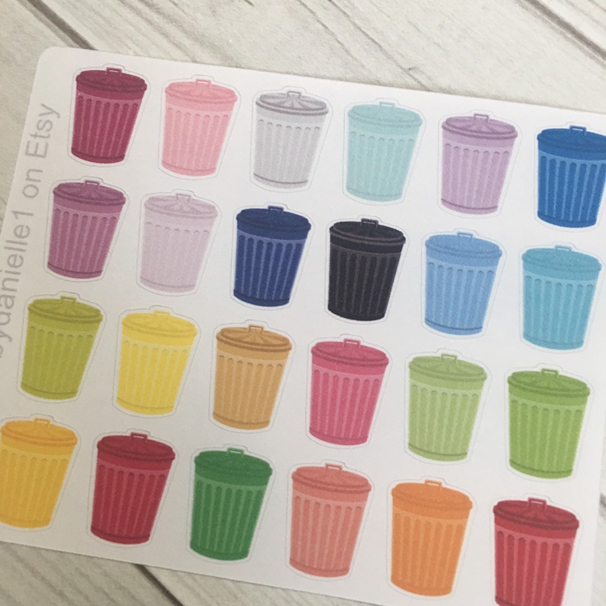 Colorful Garbage Planner Stickers Trash Can Sticker Two 2 | Etsy