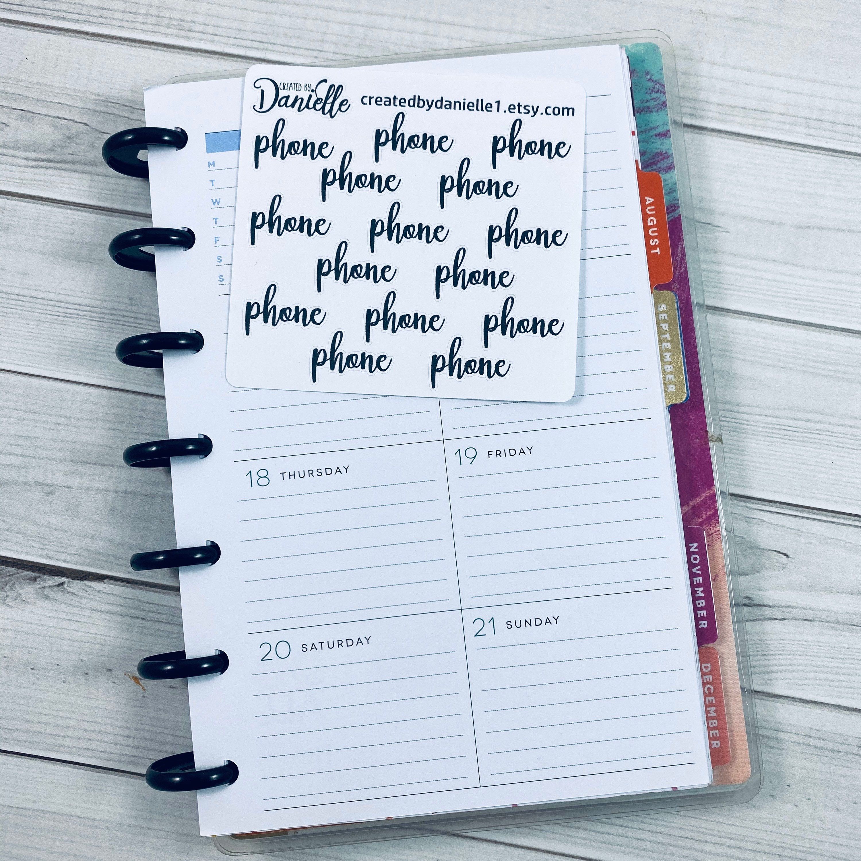 Phone Script Word Planner Stickers for Calendar Journal | Etsy