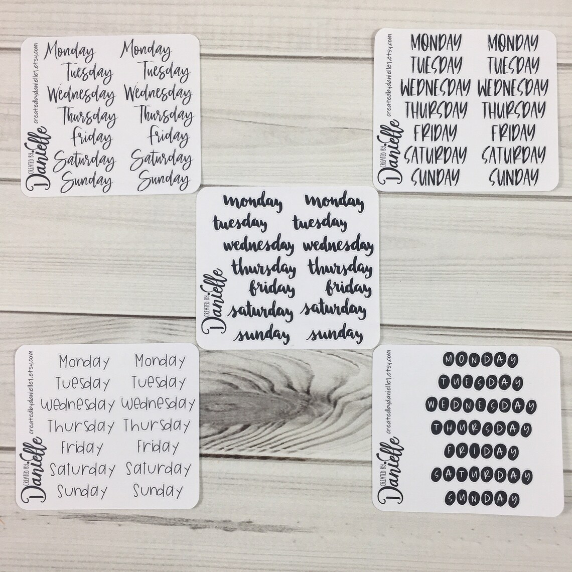 Black Days of the Week Daily Planner Stickers Bullet Journal | Etsy