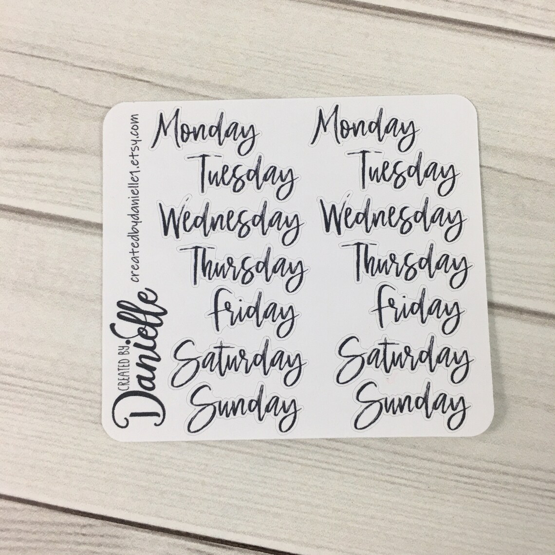 Black Days of the Week Daily Planner Stickers Bullet Journal | Etsy