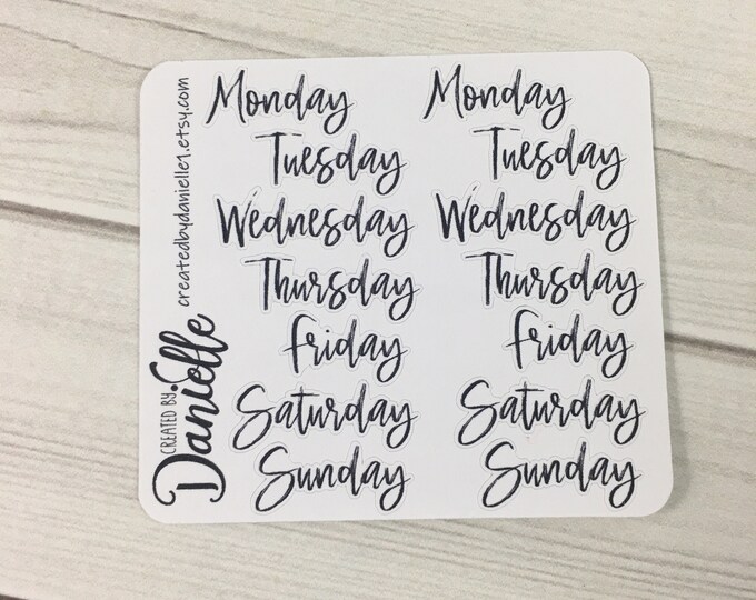 Black Days of the Week Daily Planner Stickers Journal - Etsy