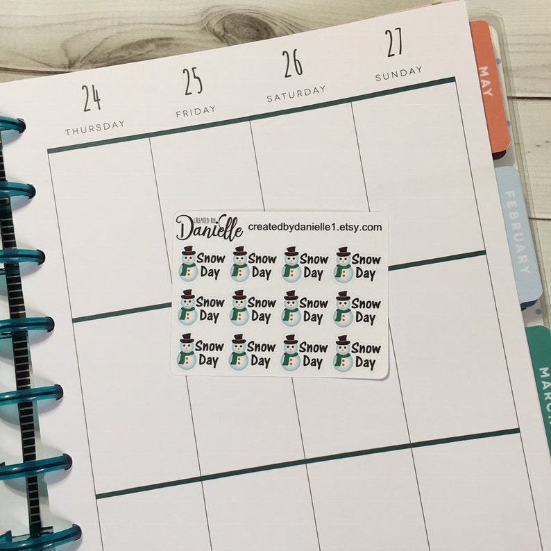 Snow Day Planner Stickers School Event Stickers Homeschool | Etsy
