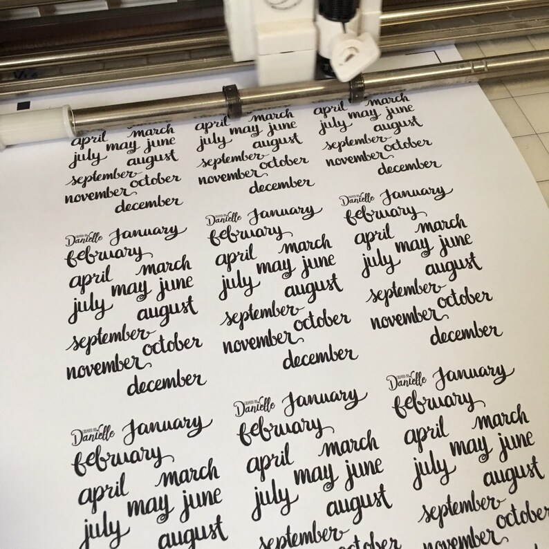 Black Months of the Year Stickers Cursive Lettering Monthly - Etsy