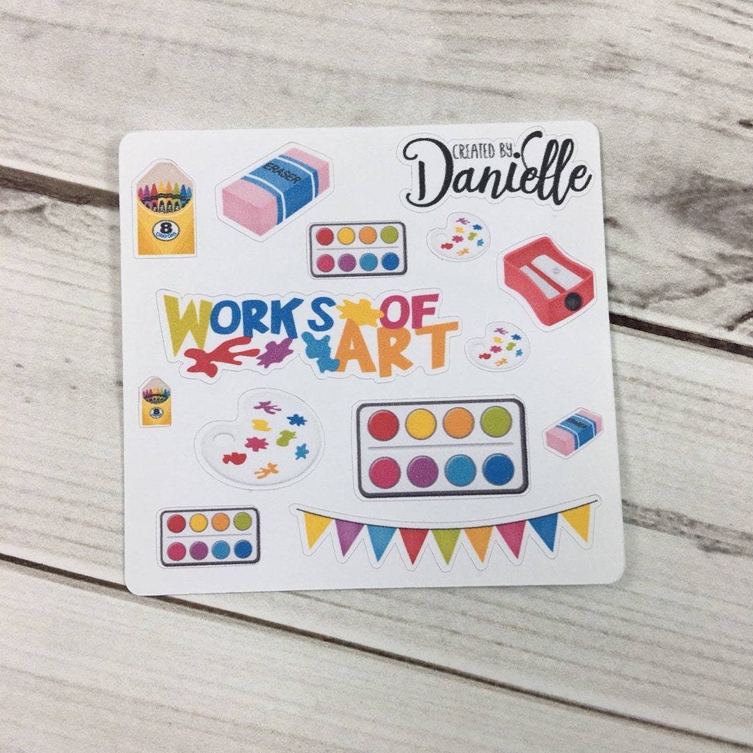 Art Sample Planner Stickers, Kids Craft Stickers, Paint and Crayon ...