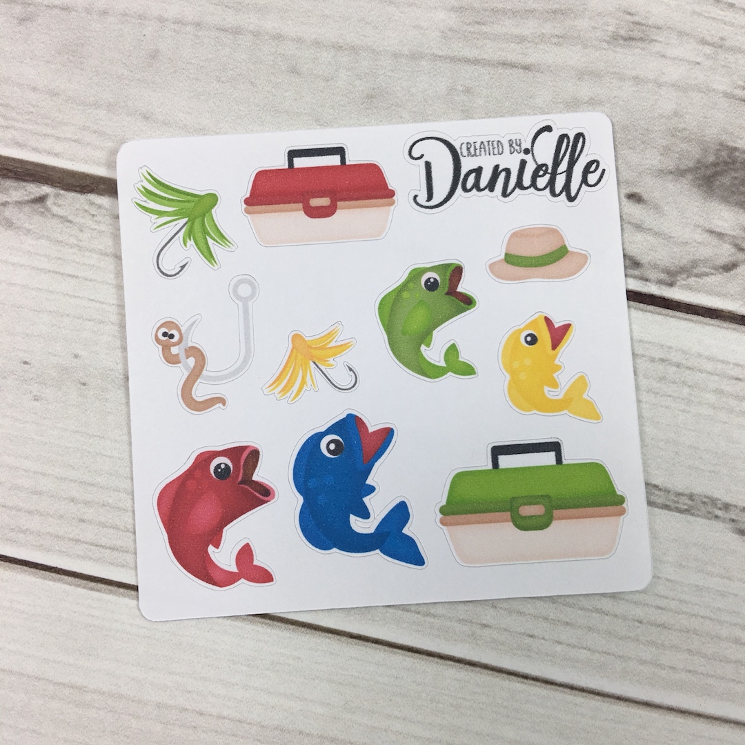 Fishing Sampler Planner Stickers, Fishing Trip Stickers, Scrapbook ...